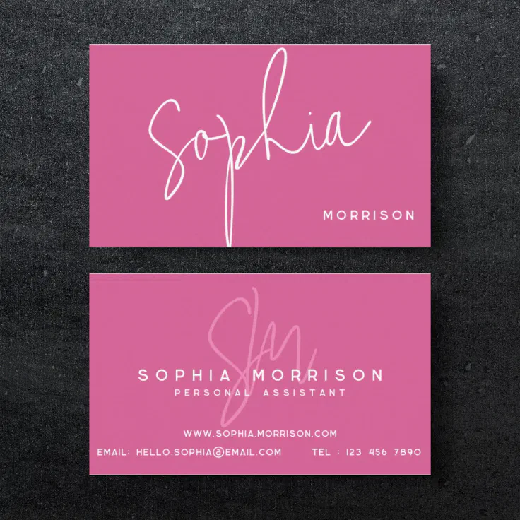 Modern Dark Pink Monogram Professional Business Card | Zazzle