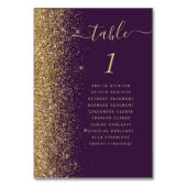 Modern Dark Purple Gold Glitter Wedding Table Number | Zazzle