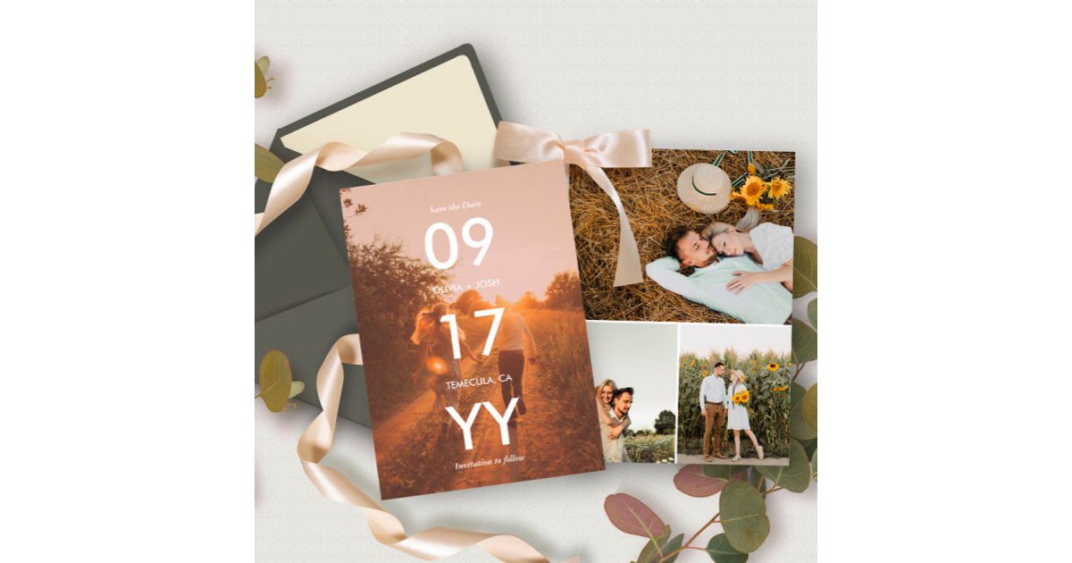 Modern Date Typography Photo Save the Date | Zazzle