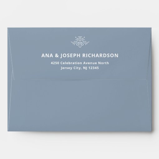 Modern Deco | Elegant Dusty Blue and White Wedding Envelope | Zazzle