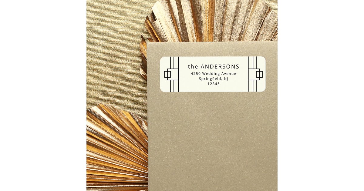 Modern Deco | Ivory and Black Return Address Label | Zazzle