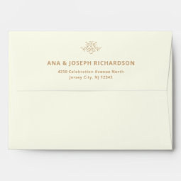 Modern Deco | Ivory Black and Gold Wedding Envelope | Zazzle