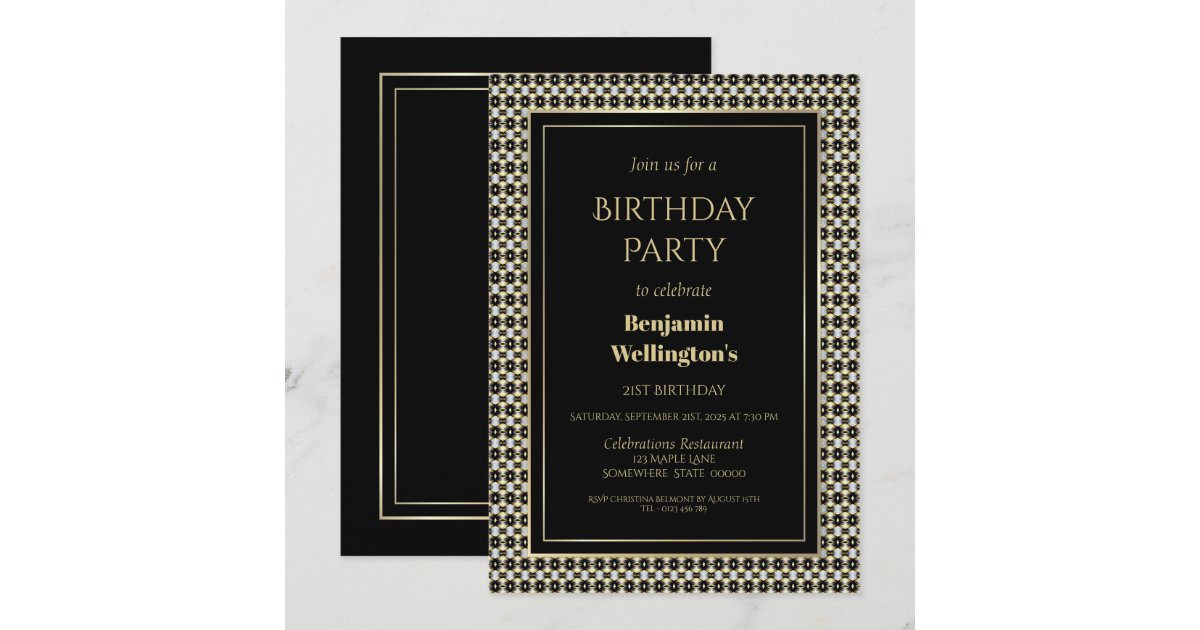 Modern Decorative Border 21st Birthday Party Invitation | Zazzle