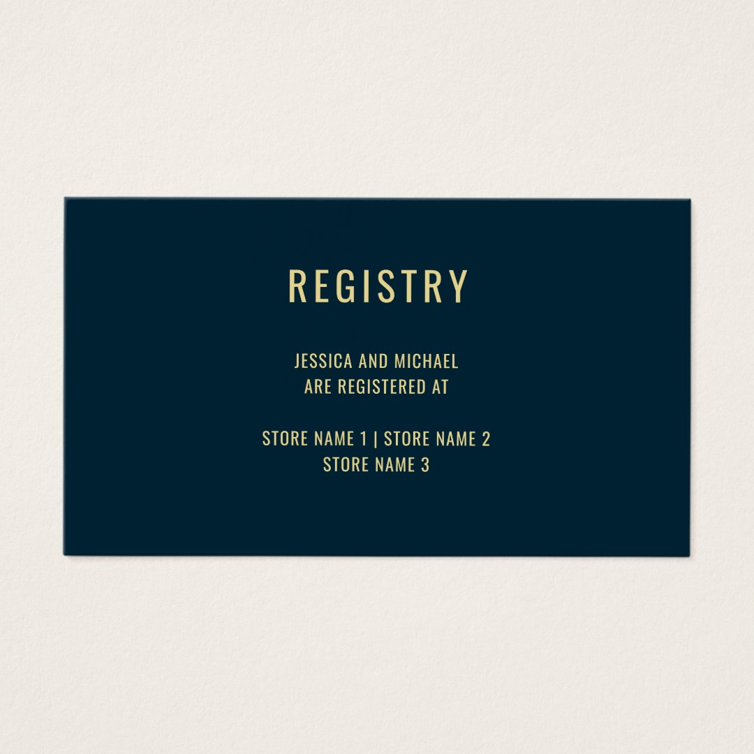 Modern Deep Blue Simple Wedding Registry Card | Zazzle