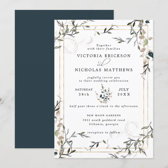 Modern Delicate Spring Greenery Wedding Invitation | Zazzle