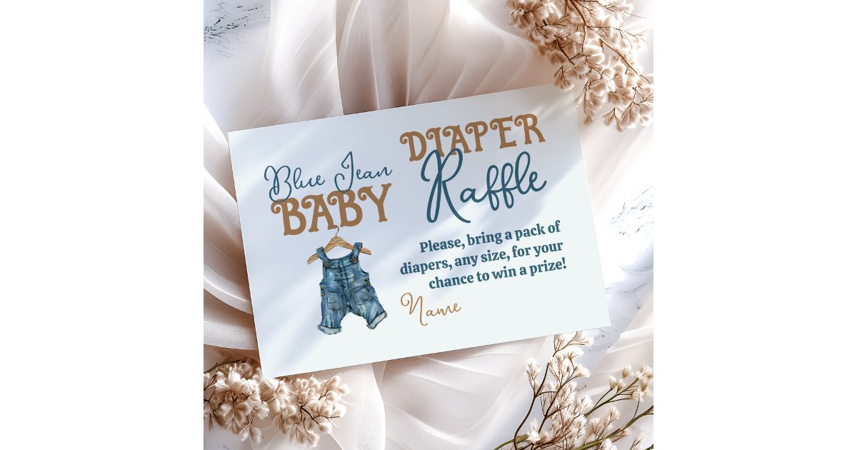 Modern Denim Boy Blue Jean Baby Shower Diaper Enclosure Card | Zazzle