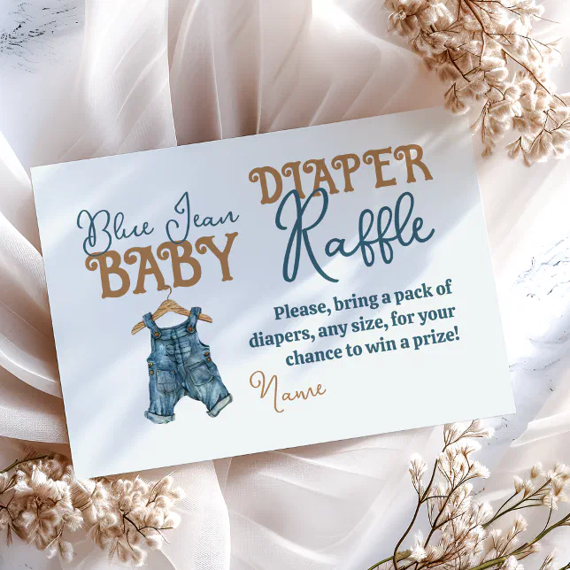 Modern Denim Boy Blue Jean Baby Shower Diaper Enclosure Card | Zazzle