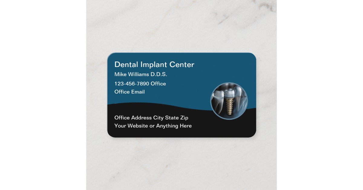 Modern Dental Implants Emblem Business Cards | Zazzle