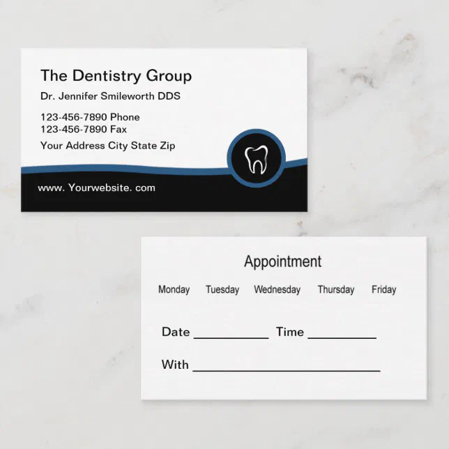 Modern Dentist Appointment Business Card Template | Zazzle