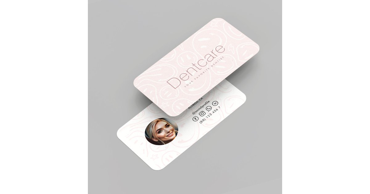 Modern Dentist Dental Orthodontist Pink Smile Business Card | Zazzle