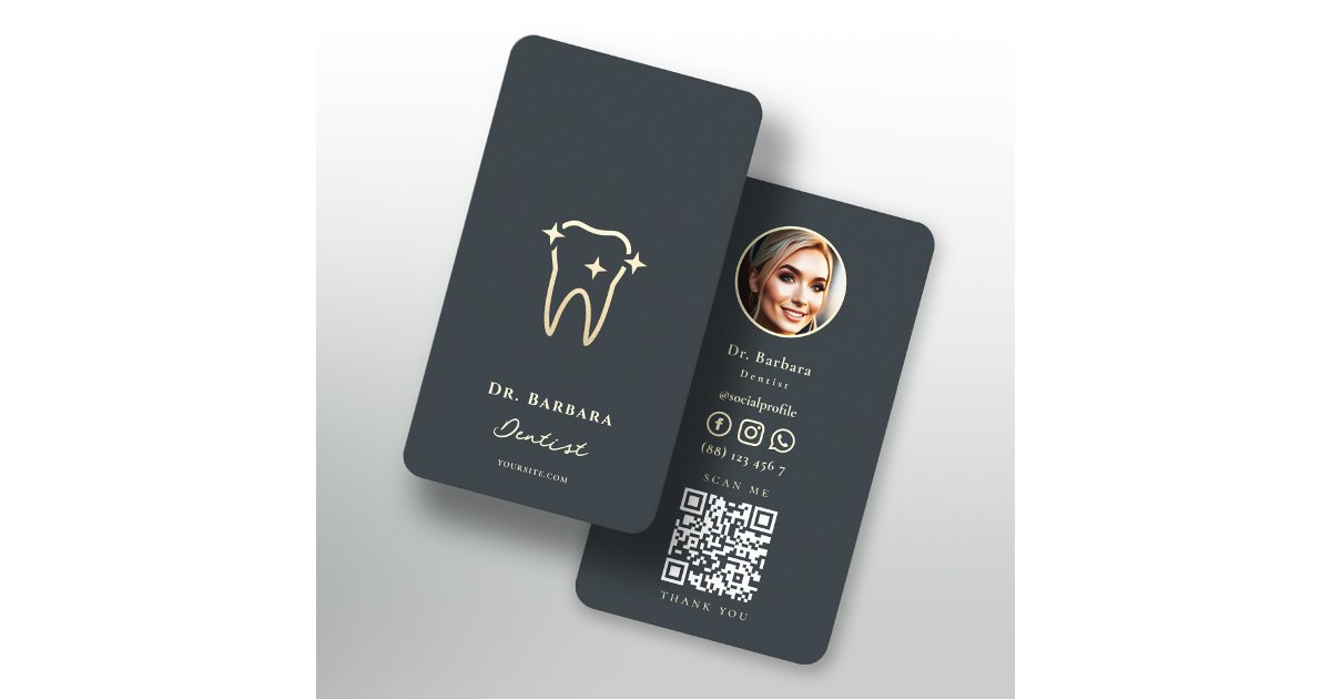 MODERN DENTIST ORTHODONTIST GOLD TOOTH BUSINESS CARD | Zazzle