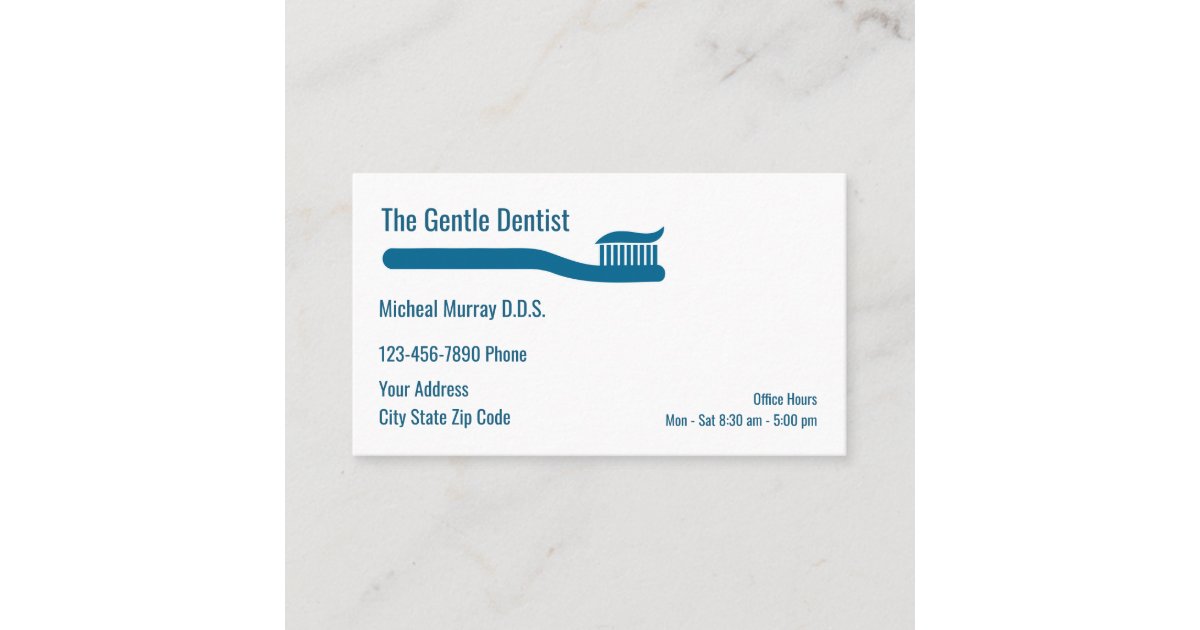 Modern Dentist Toothbrush Theme Business Card | Zazzle