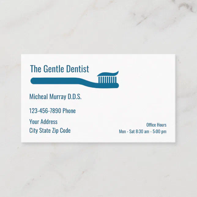 Modern Dentist Toothbrush Theme Business Card | Zazzle