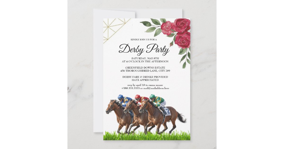 Modern Derby Horse Racing Party Invitation 2026 | Zazzle