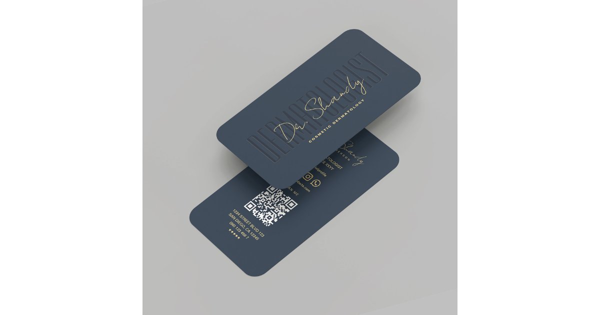 Modern Dermatology Dermatologist Dark Blue Business Card | Zazzle
