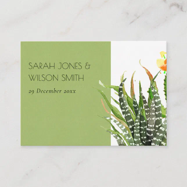 MODERN DESERT CACTUS FLORAL GARDEN WATERCOLOR PLACE CARD | Zazzle