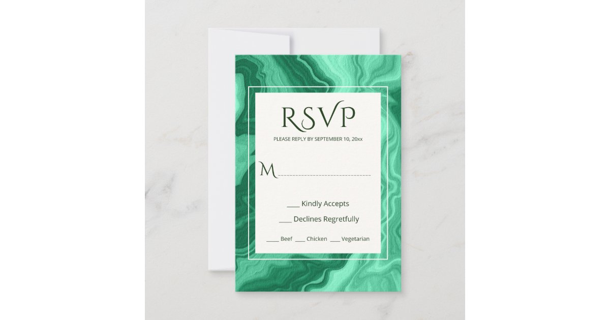 Modern Design Elegant Green Background RSVP Card | Zazzle