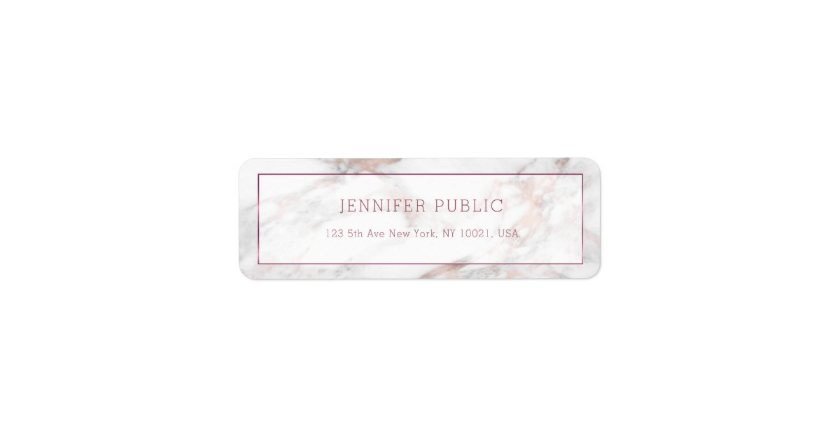 Modern Design Elegant Rosegold Marble Template Label | Zazzle