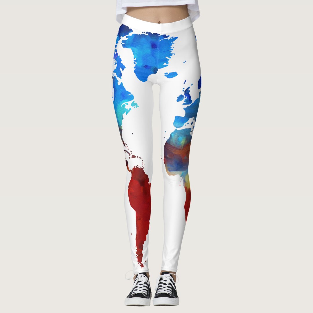 Modern design of world map on sexy leggings | Zazzle