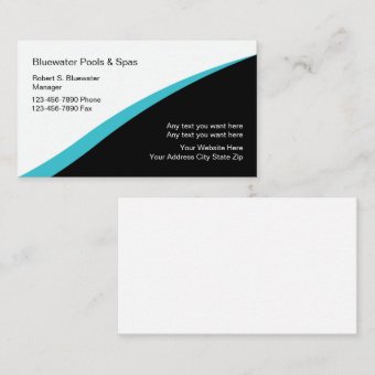 Modern Design Pool And Spa Design Business Card | Zazzle