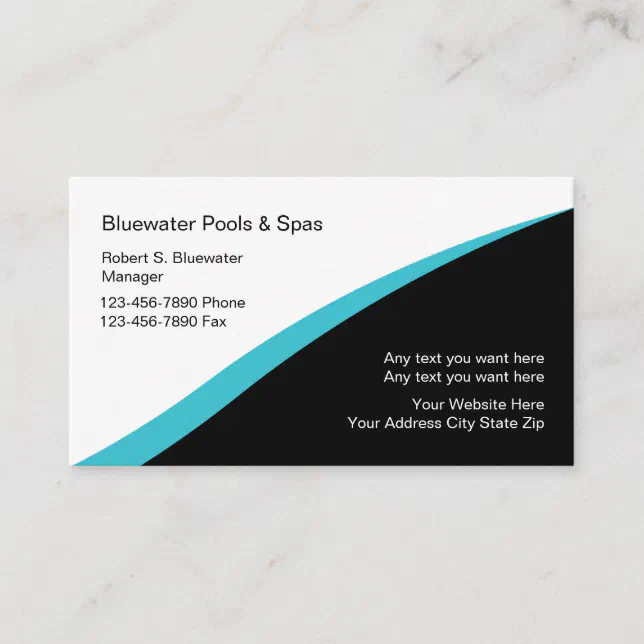 Modern Design Pool And Spa Design Business Card | Zazzle