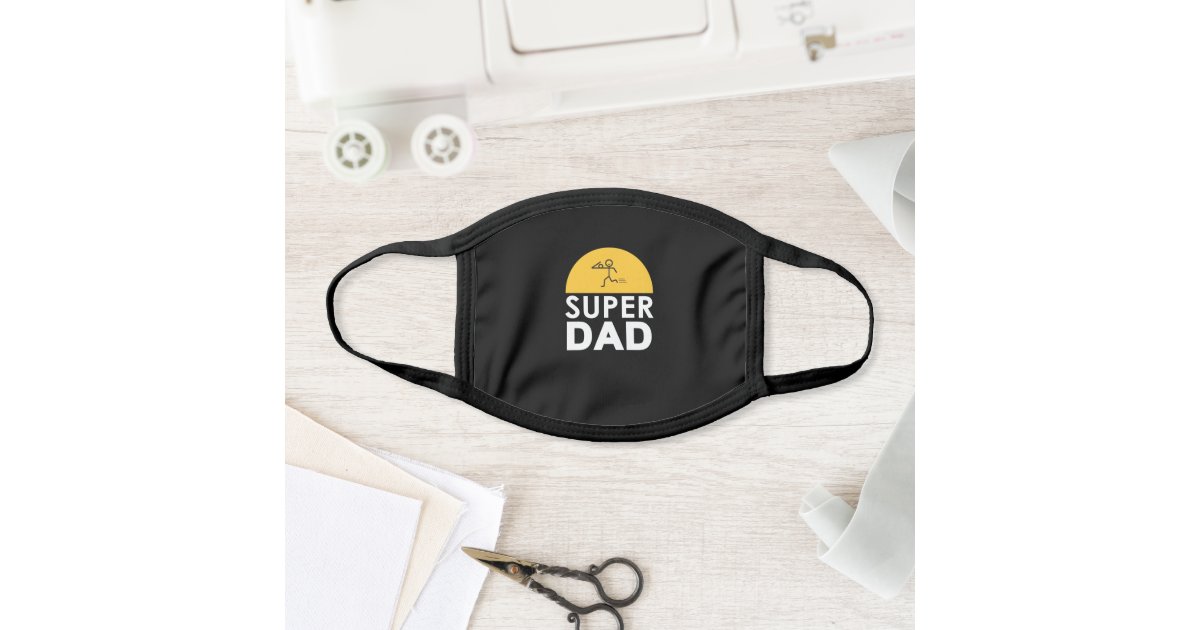 Modern Design "SUPER DAD" Father's Day Party Black Face Mask | Zazzle