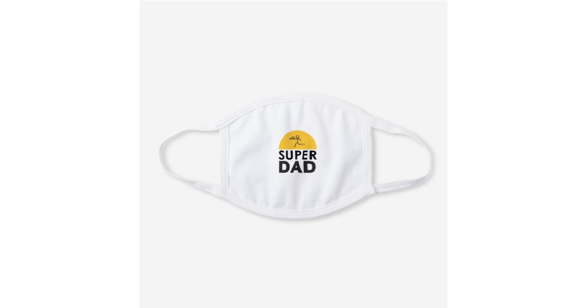 Modern Design "SUPER DAD" Father's Day Party White Cotton Face Mask ...
