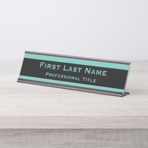 Modern Desk Name Plate Plates Teal Turquoise | Zazzle