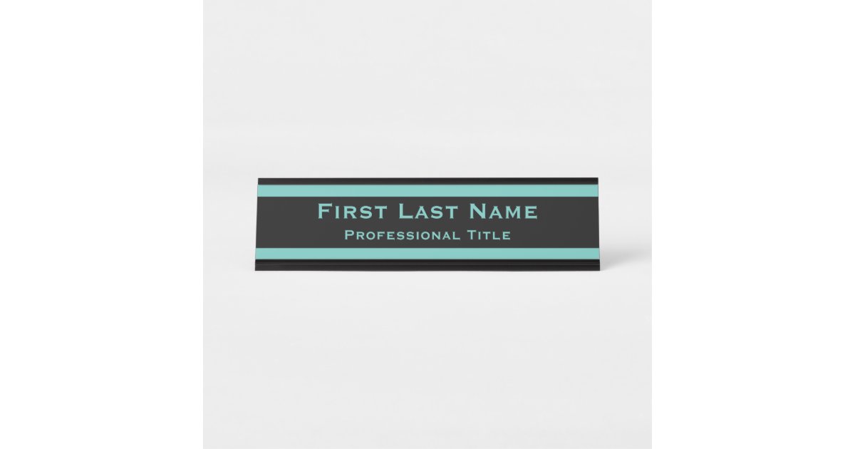 Modern Desk Name Plate Plates Teal Turquoise | Zazzle