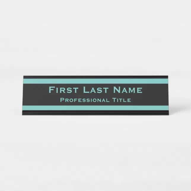 Modern Desk Name Plate Plates Teal Turquoise | Zazzle