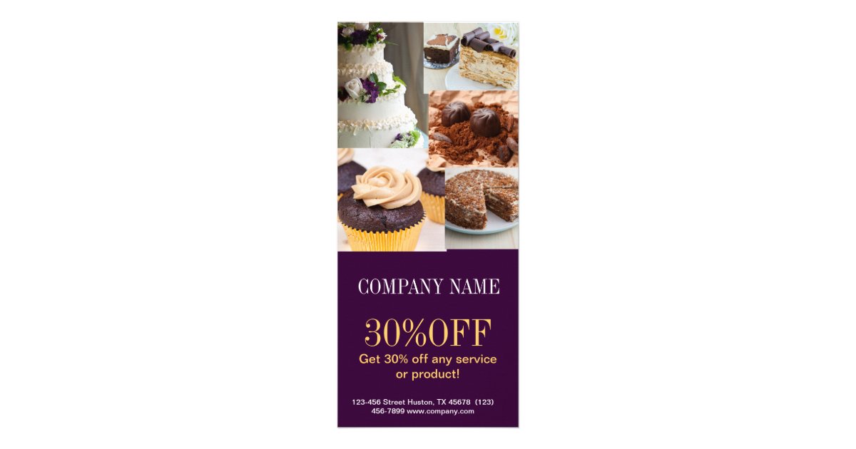 Modern dessert cake cupcake baker bakery rack card | Zazzle