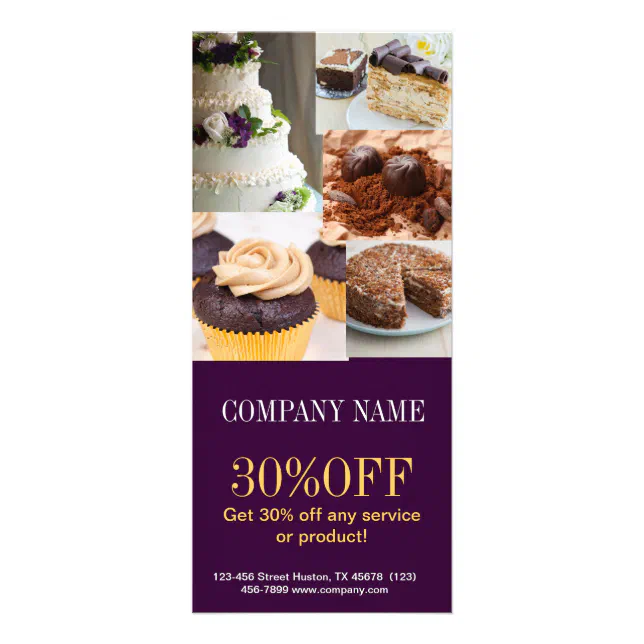Modern dessert cake cupcake baker bakery rack card | Zazzle