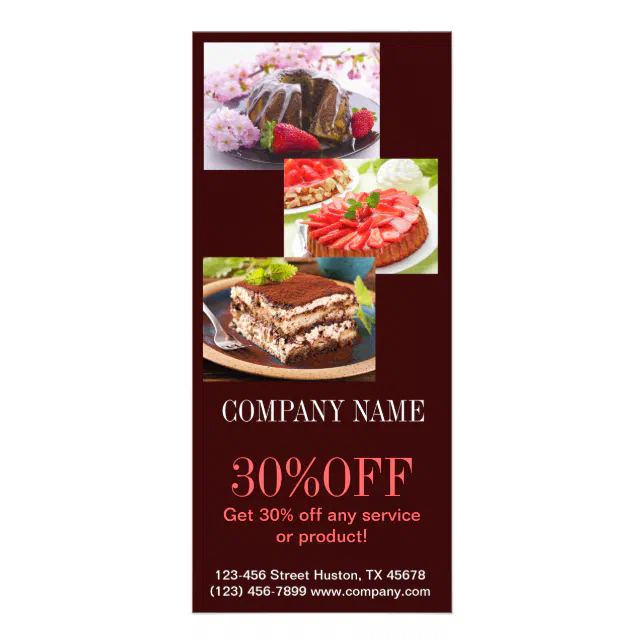 Modern dessert cupcake cake bakery rack card | Zazzle