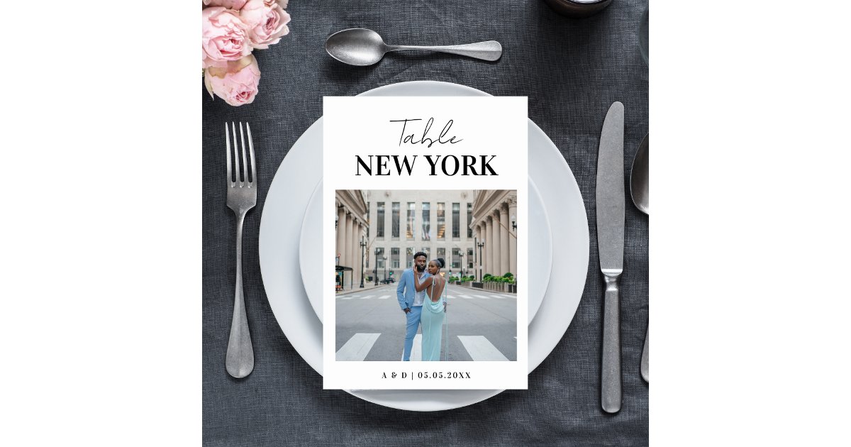Modern Destination Photo & Name Travel Wedding Table Number | Zazzle