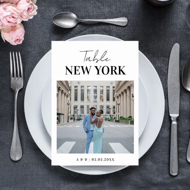 Modern Destination Photo & Name Travel Wedding Table Number | Zazzle