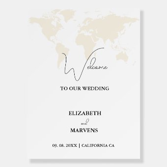 Modern Destination road map welcome wedding sign | Zazzle
