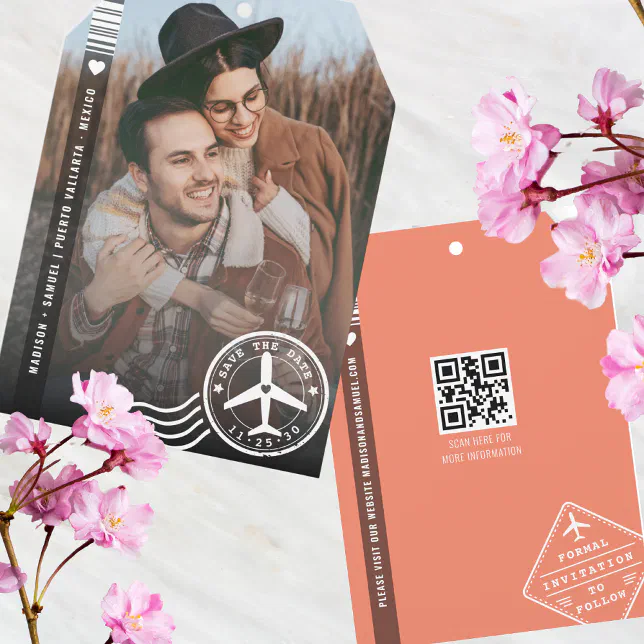 Modern Destination Save The Date Photo Qr Code Invitation | Zazzle