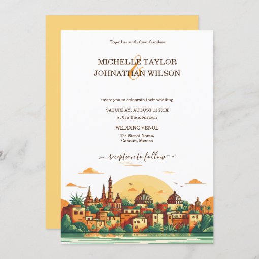 Modern Destination Wedding Mexico Beach Invitation | Zazzle