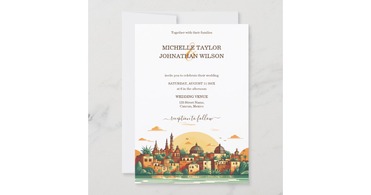 Modern Destination Wedding Mexico Beach Invitation | Zazzle