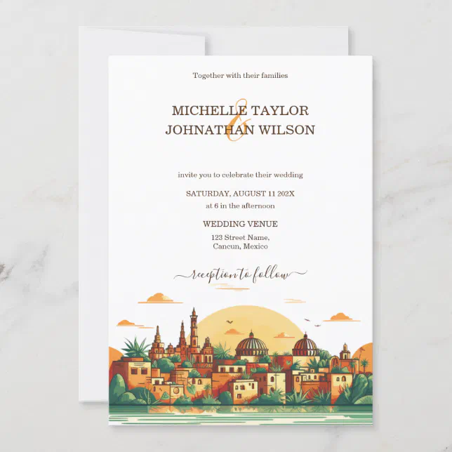Modern Destination Wedding Mexico Beach Invitation | Zazzle