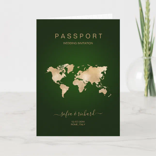 Modern Destination Wedding Passport World Map Invitation | Zazzle
