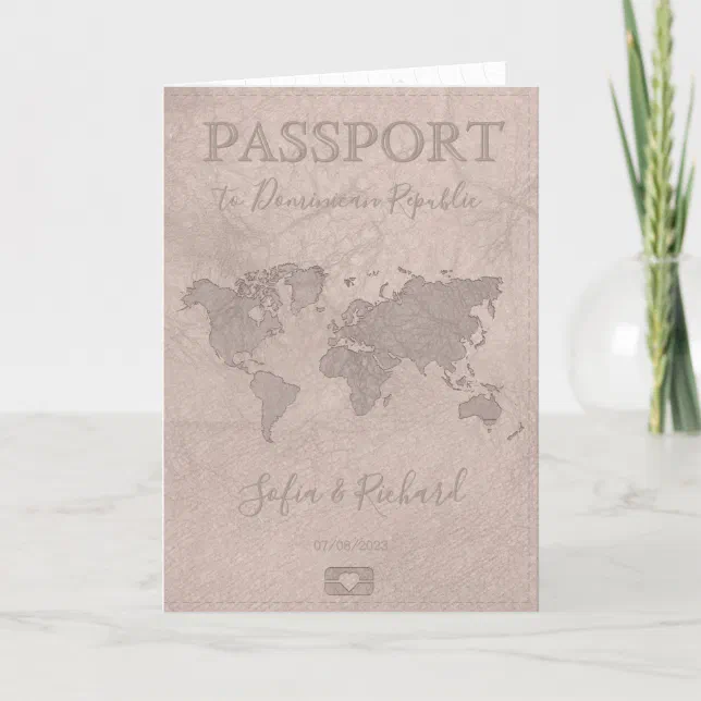 Modern Destination Wedding Passport World Map Invitation | Zazzle