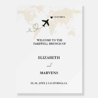 Modern Destination Welcome Wedding Farewell Brunch Foam Board | Zazzle