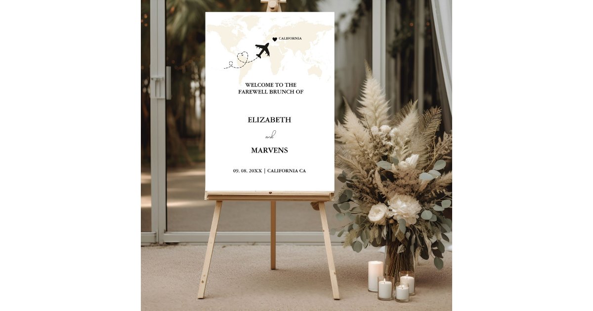 Modern Destination Welcome Wedding Farewell Brunch Foam Board | Zazzle