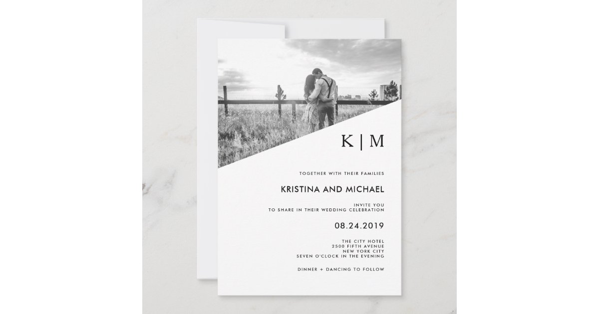 Modern Diagonal | Photo Wedding Invitation | Zazzle.com