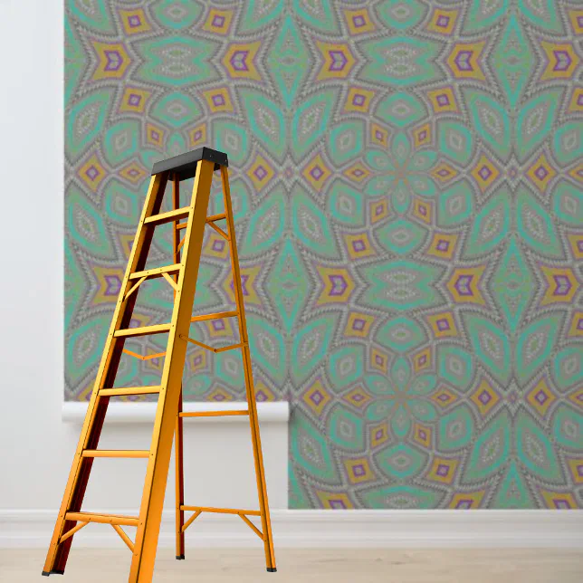 Modern diamonds circles pattern blue orange wallpaper | Zazzle