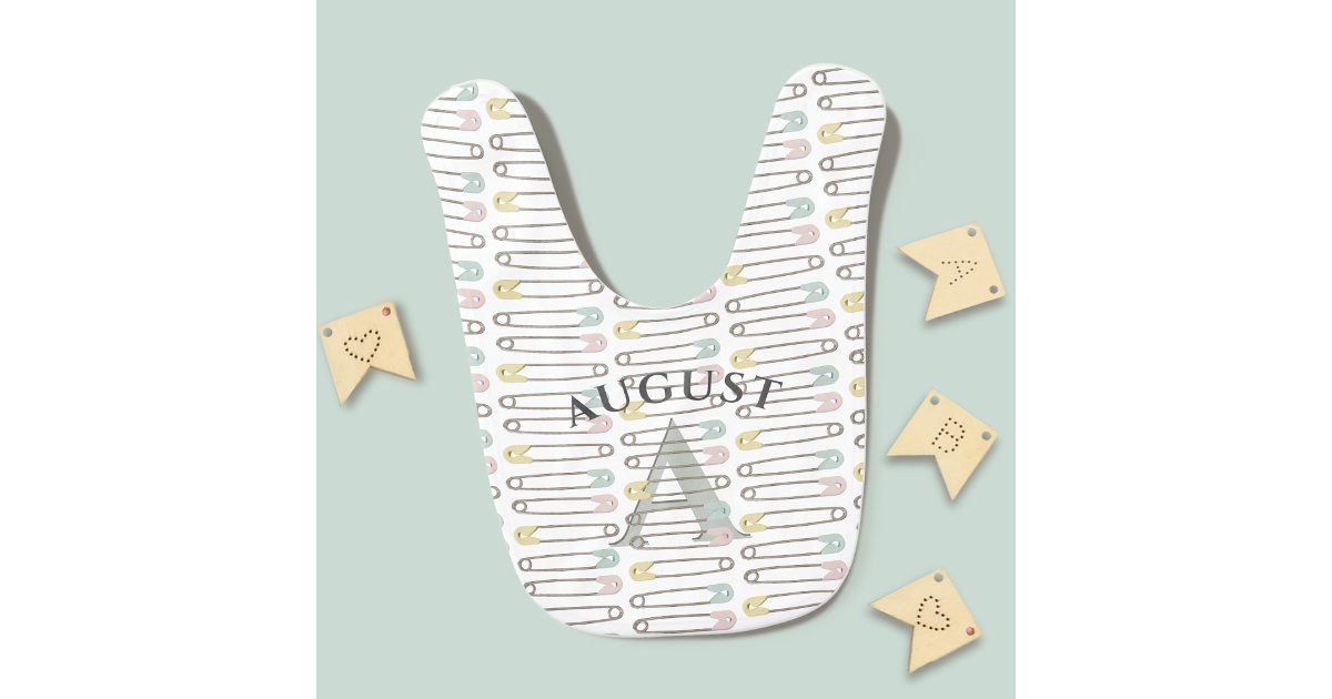 Modern Diaper Pin Pattern Custom Baby Bib | Zazzle