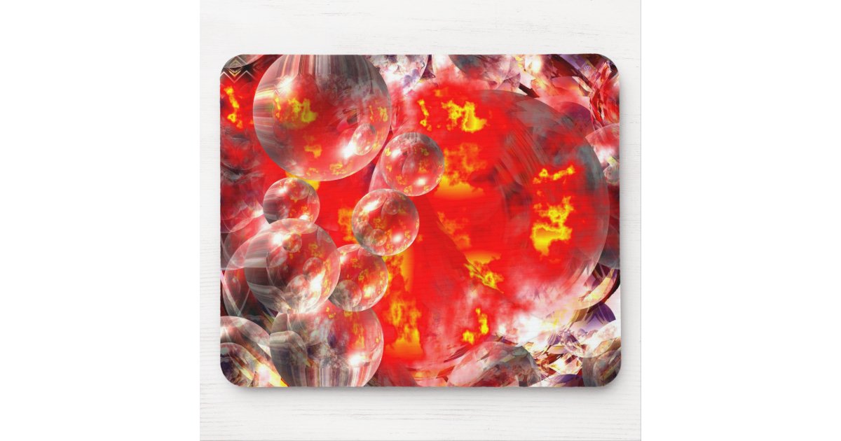 Modern Digital Abstract Balls & Fire Mouse Pad | Zazzle