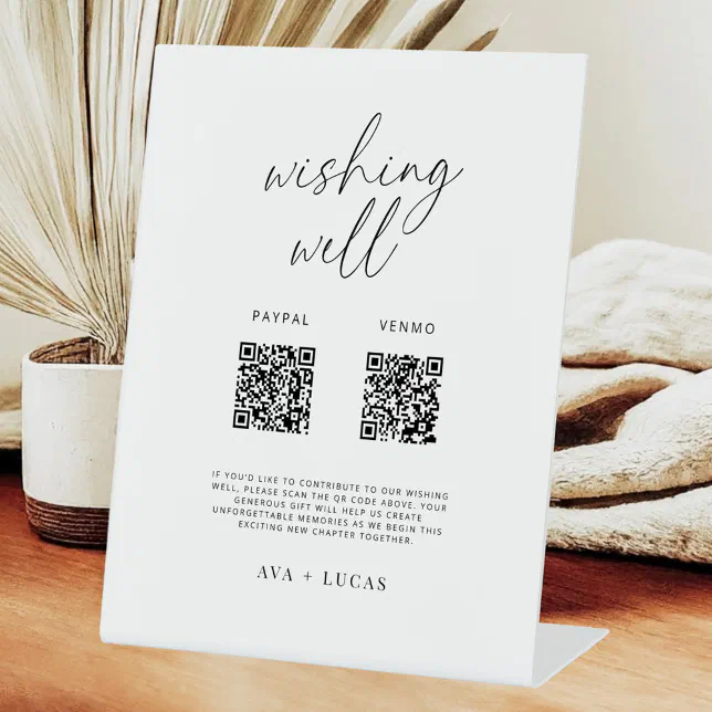 Modern Digital Wishing Well Sign with QR Codes | Zazzle
