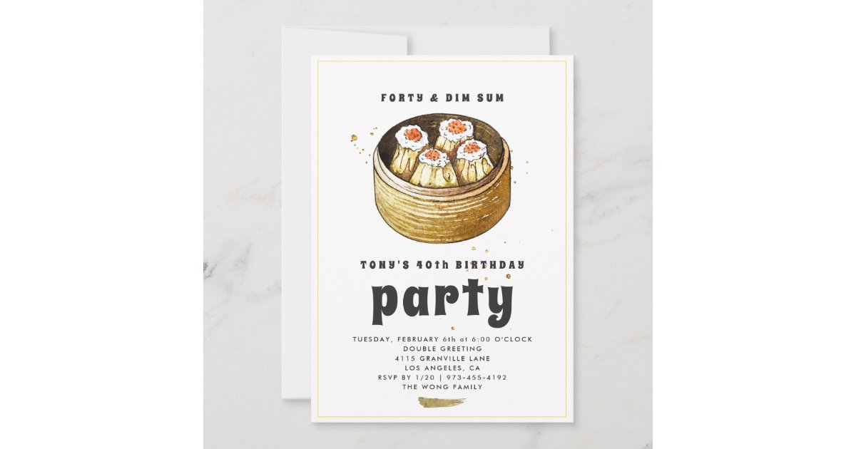 Modern Dim Sum 40th Birthday Invitation | Zazzle.com